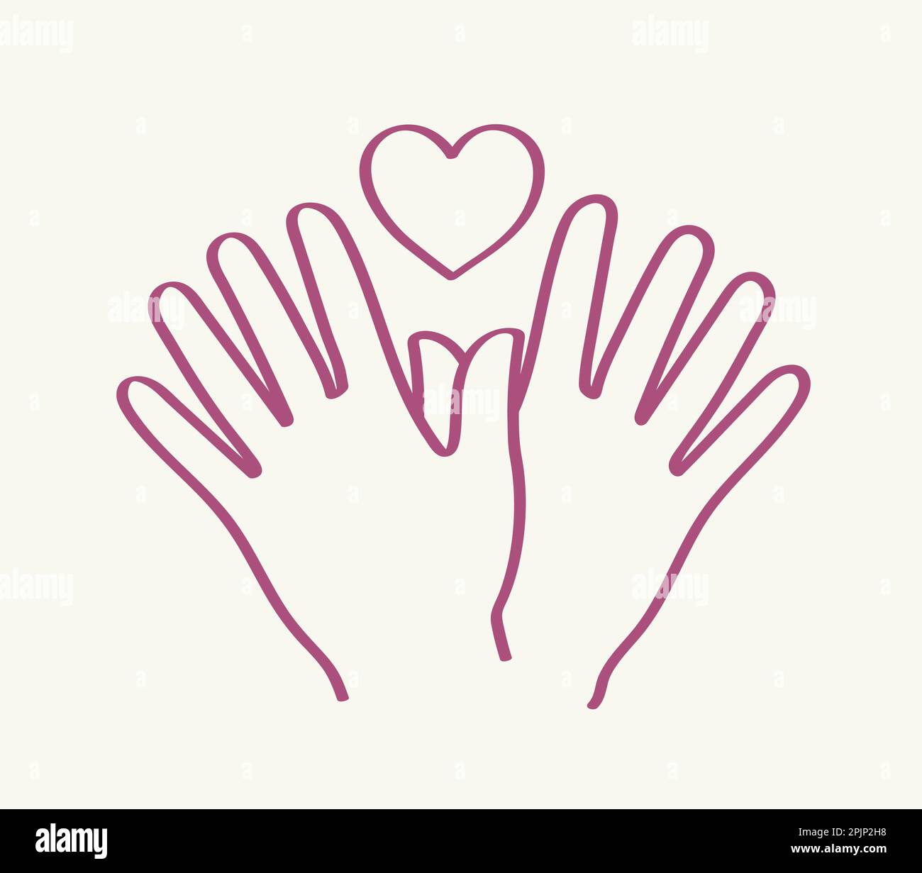 Charity icon. Handmade outline icon. Hands with heart. Donation ...