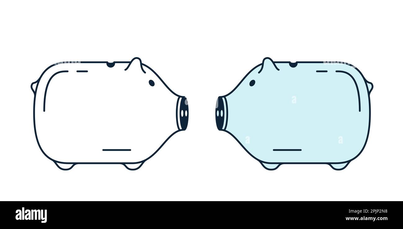 Glass piggy bank. Empty piggy bank as glass jar. Cash savings, budget ...