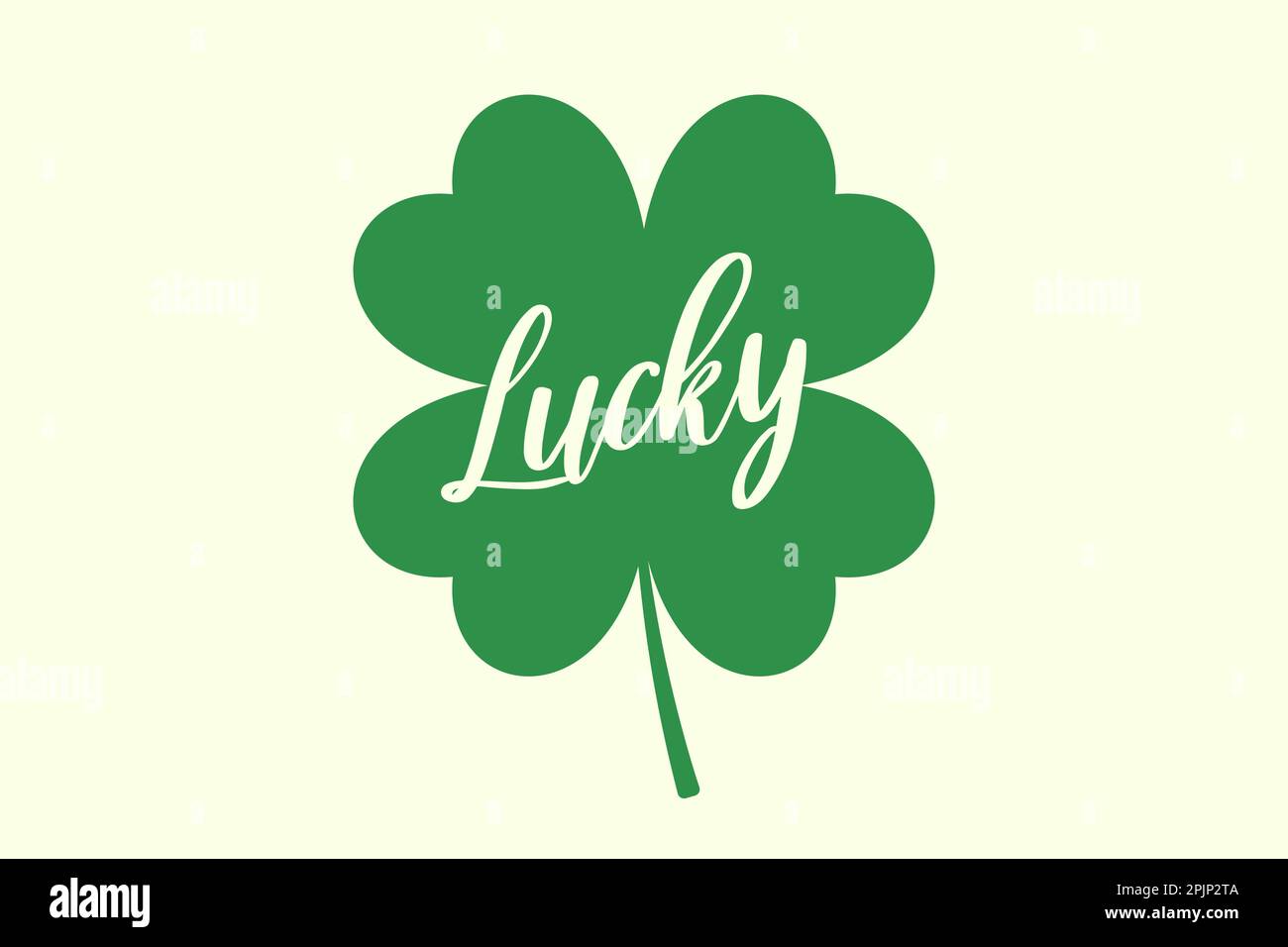Shamrock leaf. Four leaf clover with lucky word. Irish luck symbol. St ...