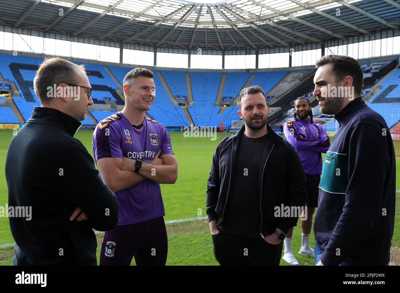 Coventry City goalkeeper Ben Wilson with sponsors at Coventry Building ...