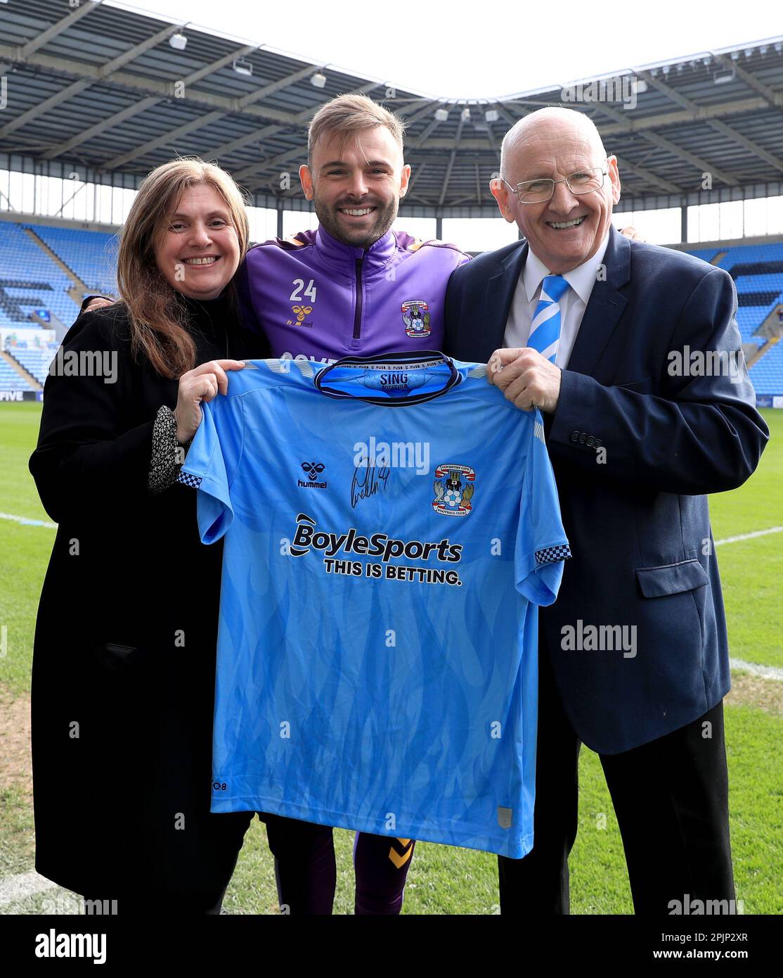 Coventry City's Matthew Godden with sponsors at Coventry Building ...