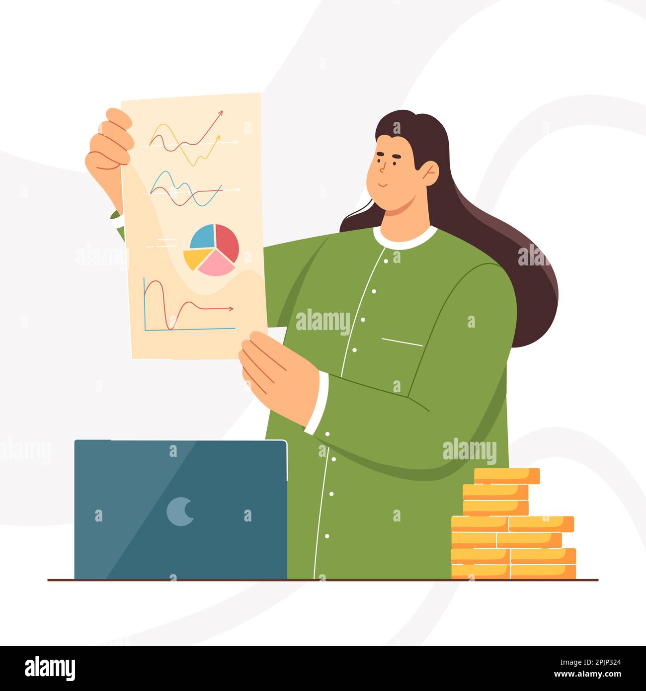 Financial Analytics And Data Statistics Research Vector Illustration
