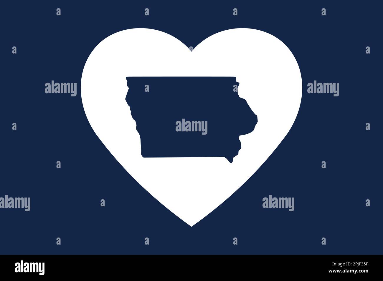 US American state inside the heart shape. Iowa state. Patriotic heart ...