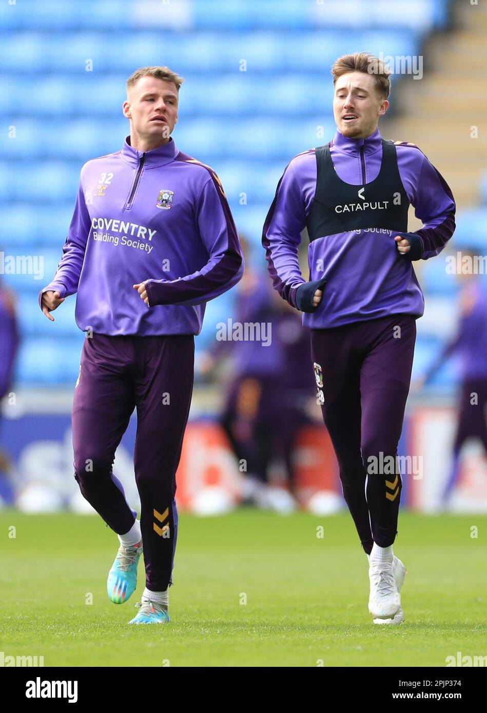 Coventry City's Jack Burroughs (left) and Coventry City's Josh Eccles ...
