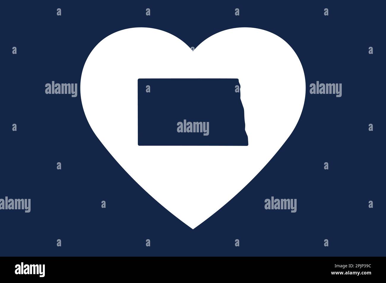 US American state inside the heart shape. North Dakota state. Patriotic ...