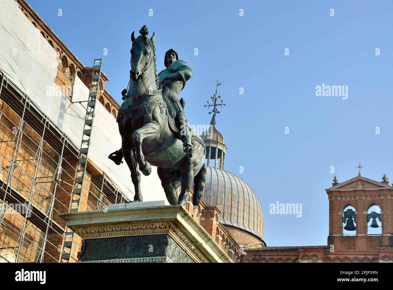 Venice, Italy. Campo Santi Giovanni e Paolo. Bronze statue of ...