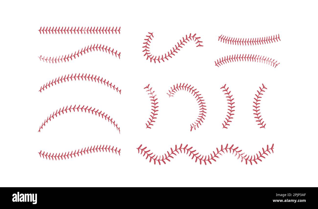 Softball laces set. Baseball ball stripes. Softball Stitches. Vector ...
