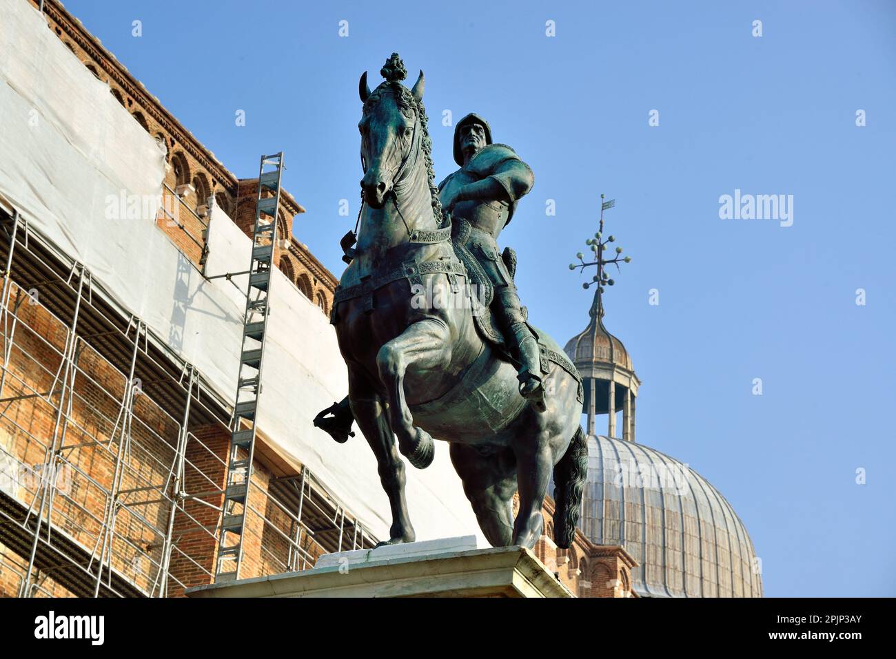 Venice, Italy. Campo Santi Giovanni e Paolo. Bronze statue of ...