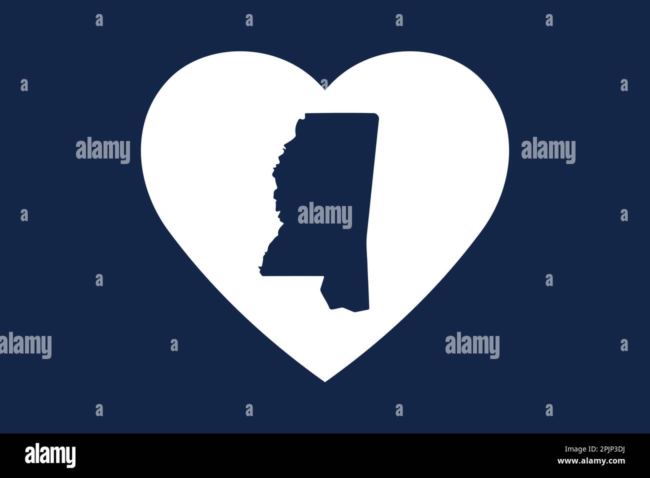 US American state inside the heart shape. Mississippi state. Patriotic ...