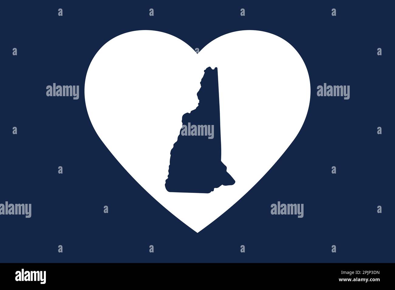 US American state inside the heart shape. New Hampshire state ...