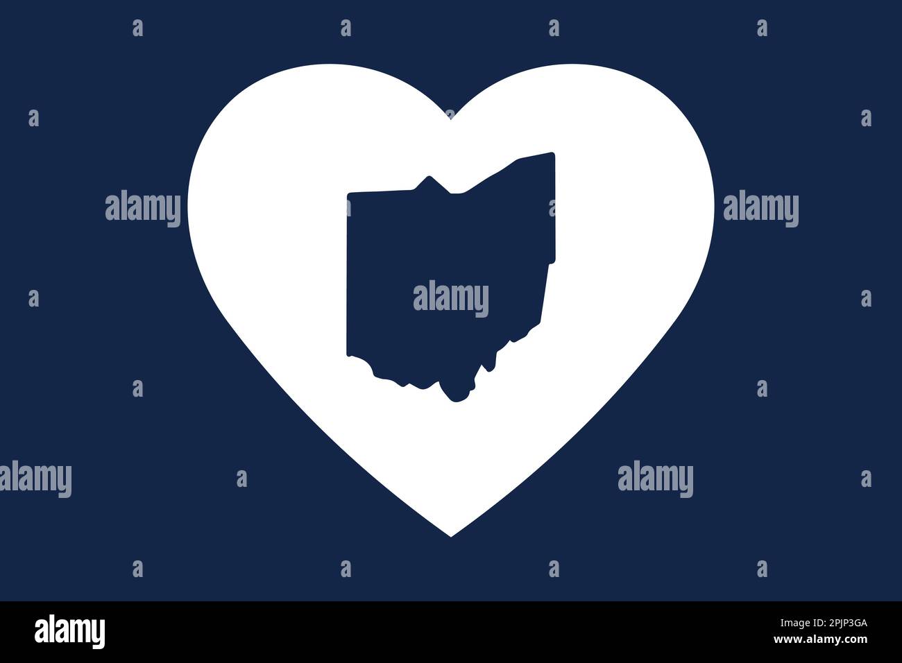 US American state inside the heart shape. Ohio state. Patriotic heart ...