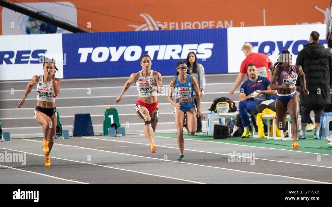 Ewa Swoboda of Poland competing in the women’s 60m semi final at the ...