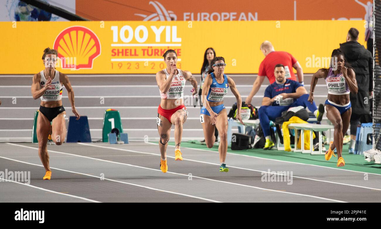 Ewa Swoboda of Poland competing in the women’s 60m semi final at the ...
