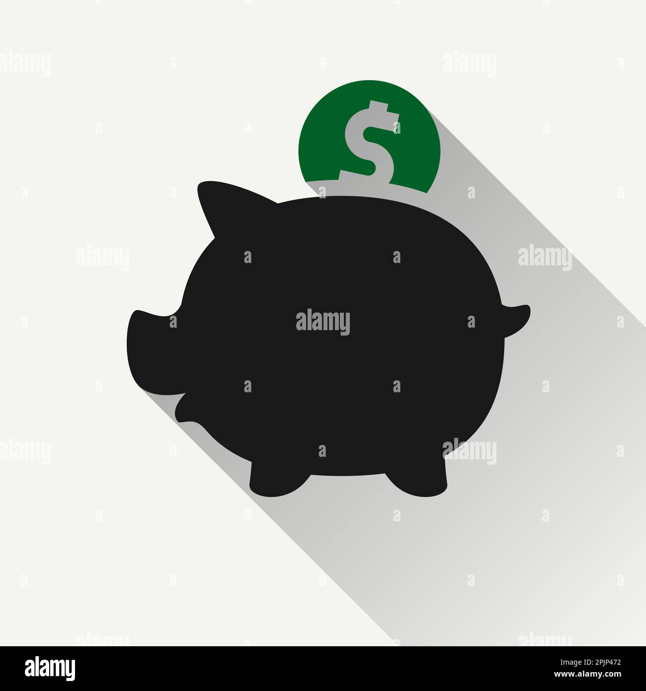 piggy bank, icon with dollar sign currency symbol, made in flat syle ...