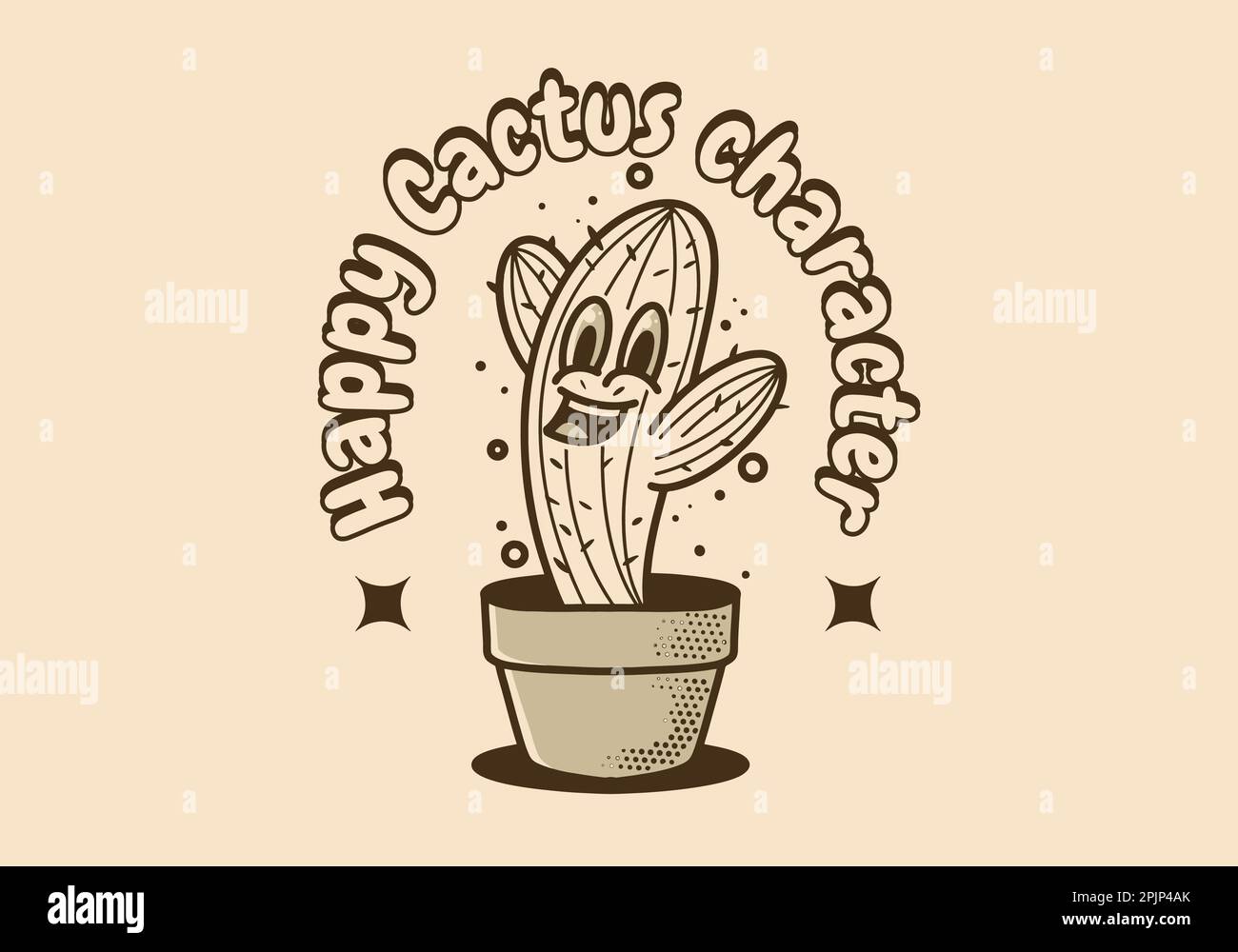 Mascot character illustration design of cactus with a cheerful face in ...