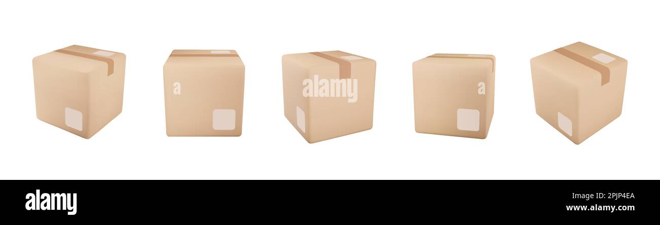 Delivery box set on isolated background. Cardboard or carton realistic ...