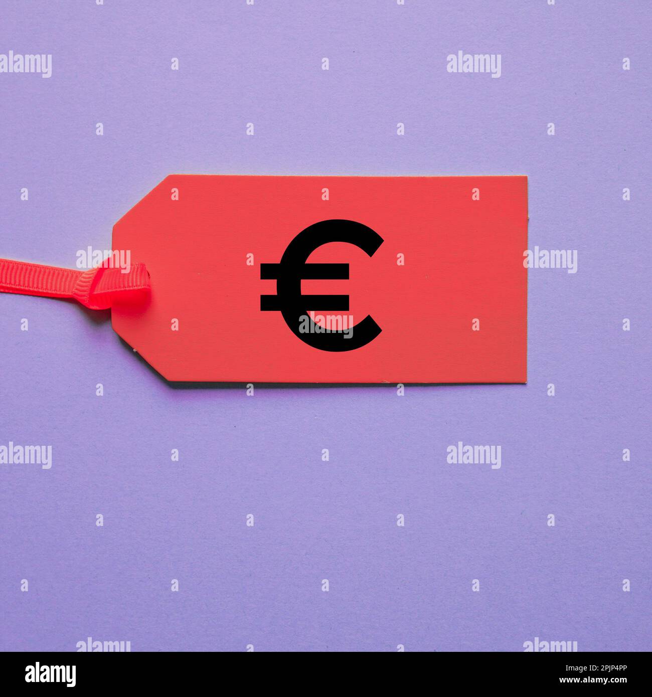 euro sign on the red price tag for sales Stock Photo - Alamy