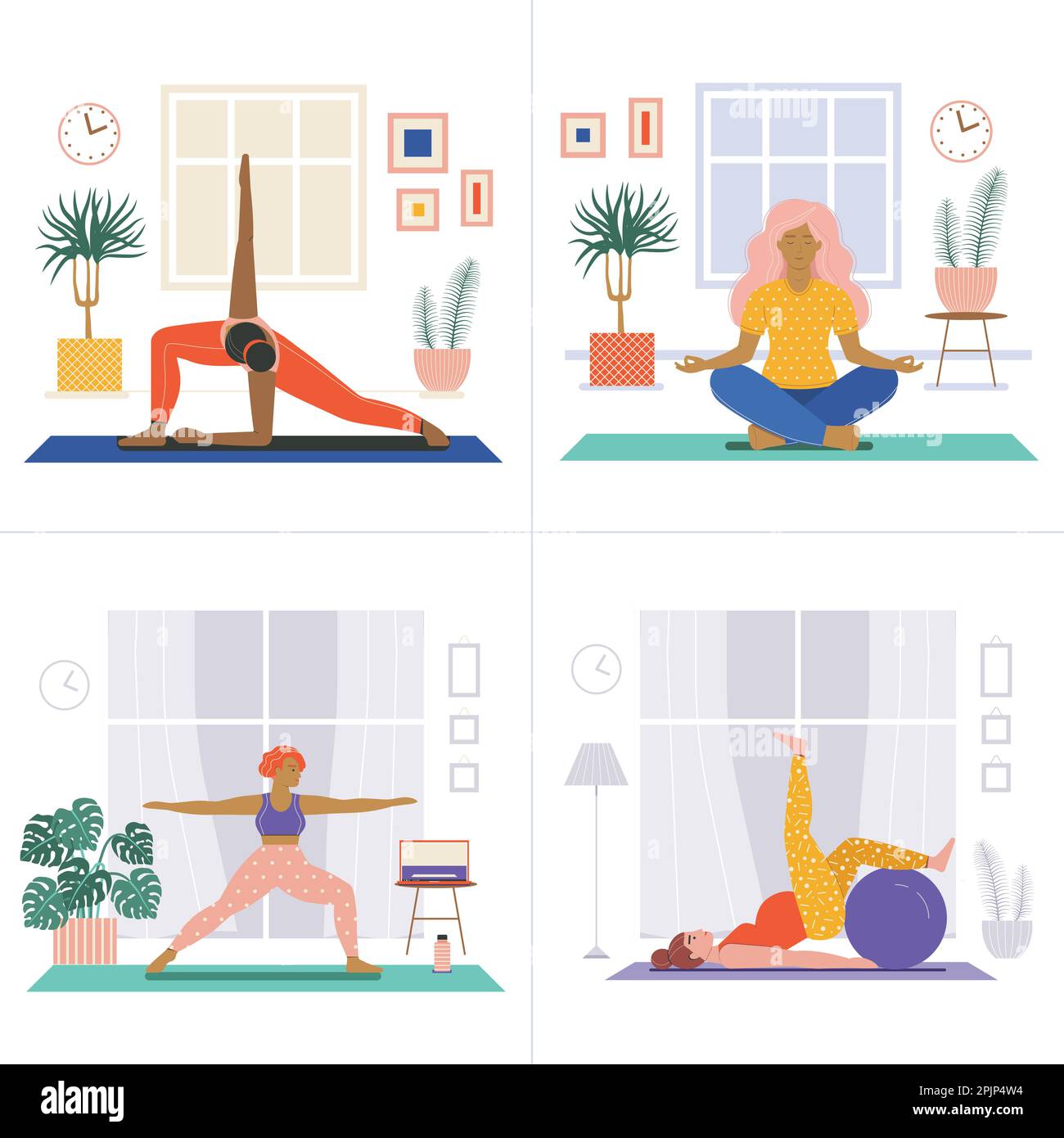 Yoga video tutorial Stock Vector Images - Alamy