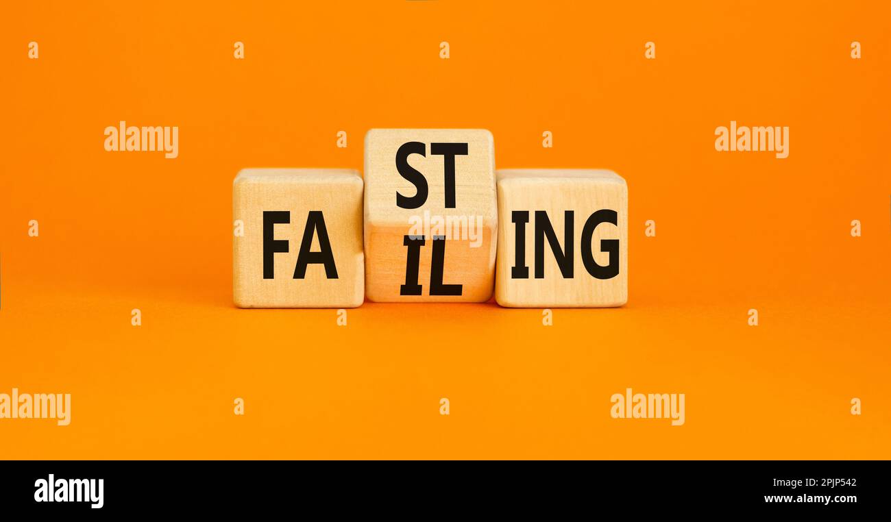 Fasting or failing symbol. Concept word Fasting Failing on wooden cubes ...