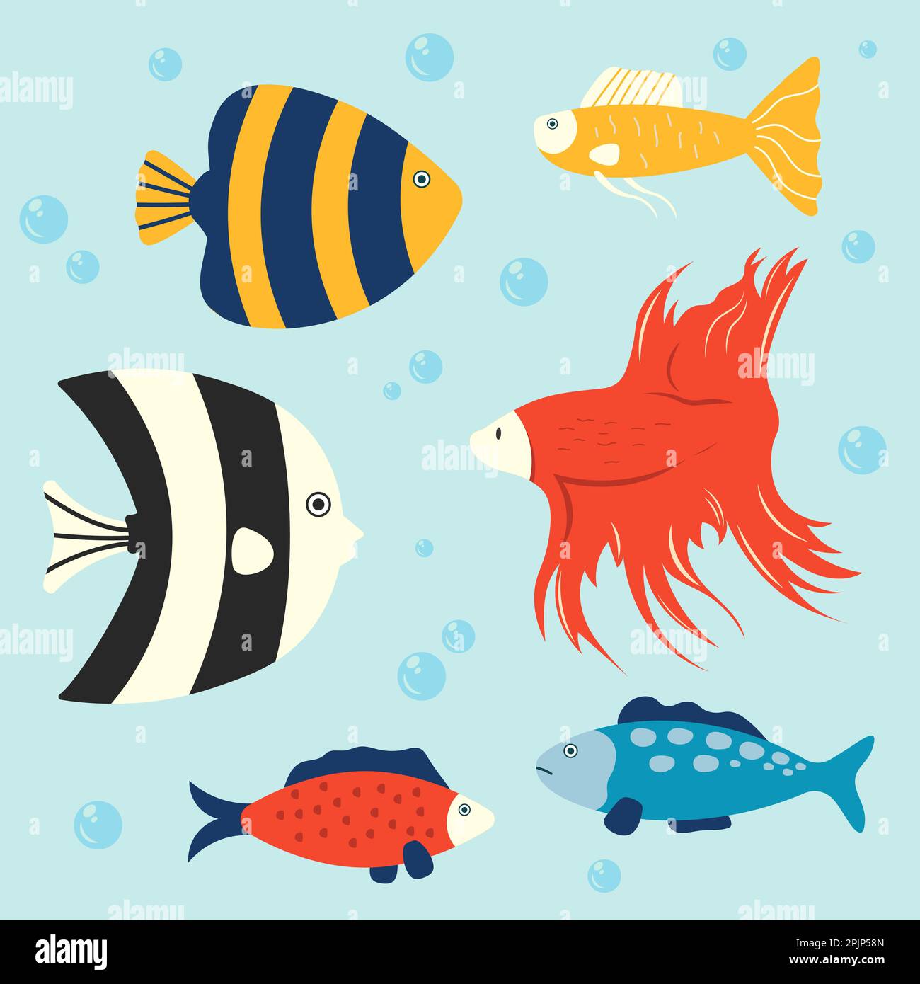 Sea Fish Collection. Vector Flat Illustration Stock Vector Image & Art ...