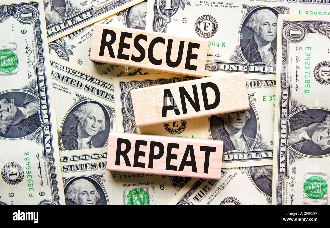 Rescue and repeat symbol. Concept words Rescue and repeat on wooden ...