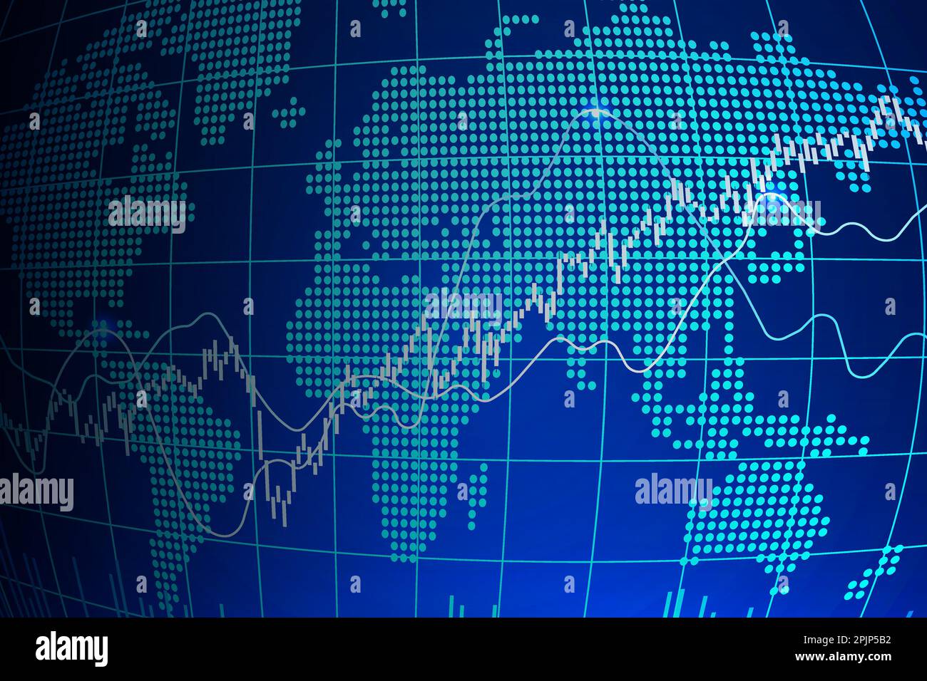 World stock market index graph. Perspective view. Candlestick chart ...