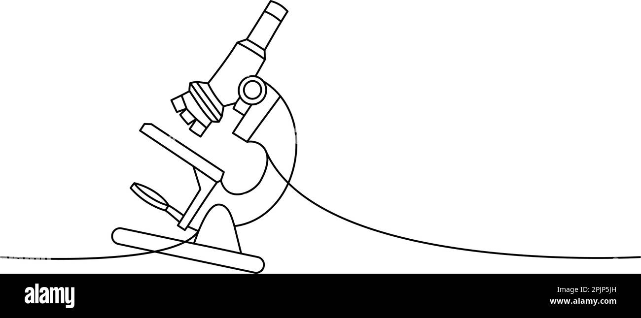 Microscope one line continuous drawing. Laboratory equipment continuous ...