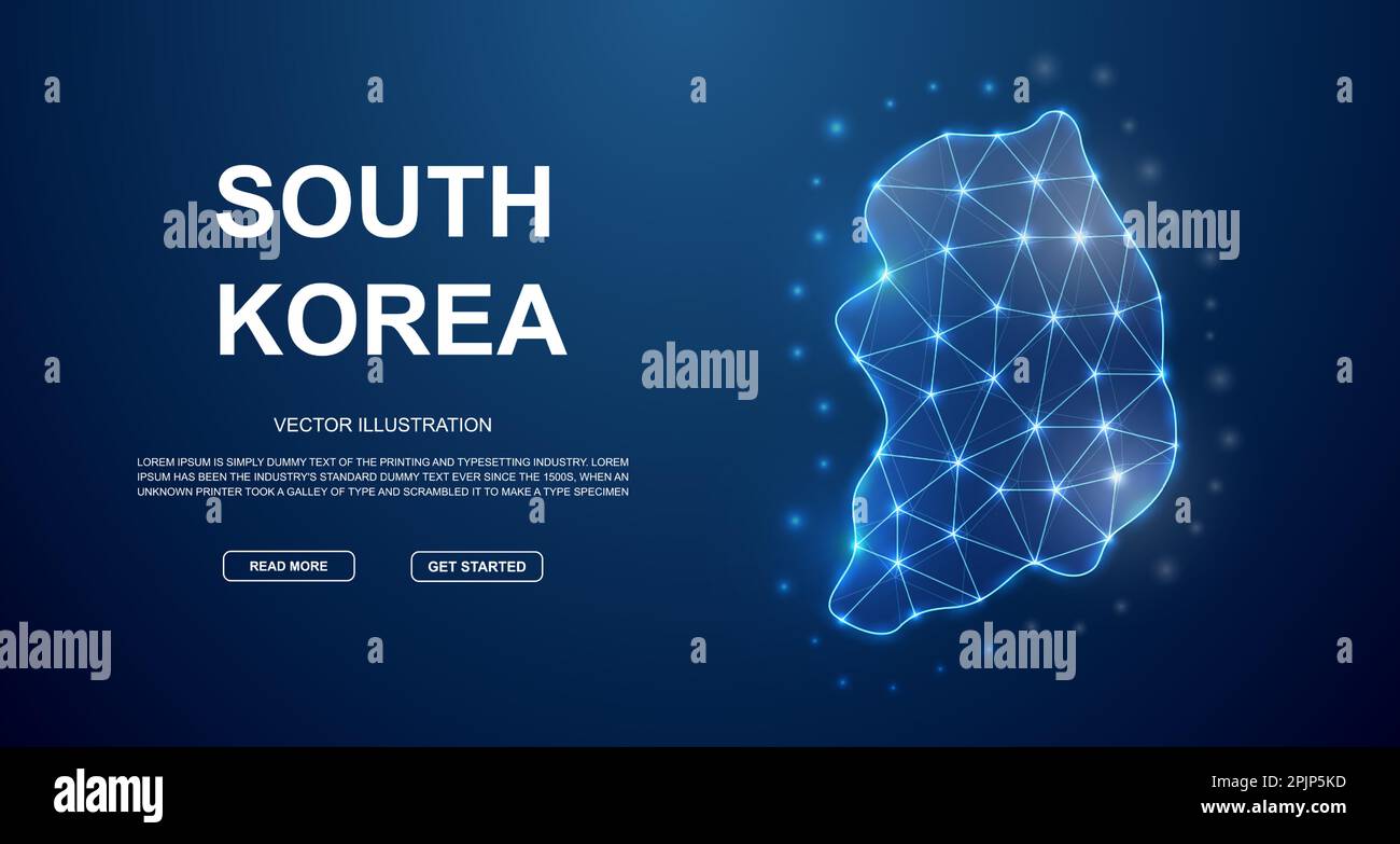 South Korea 3d low poly landing page template. Republic of Korea design ...