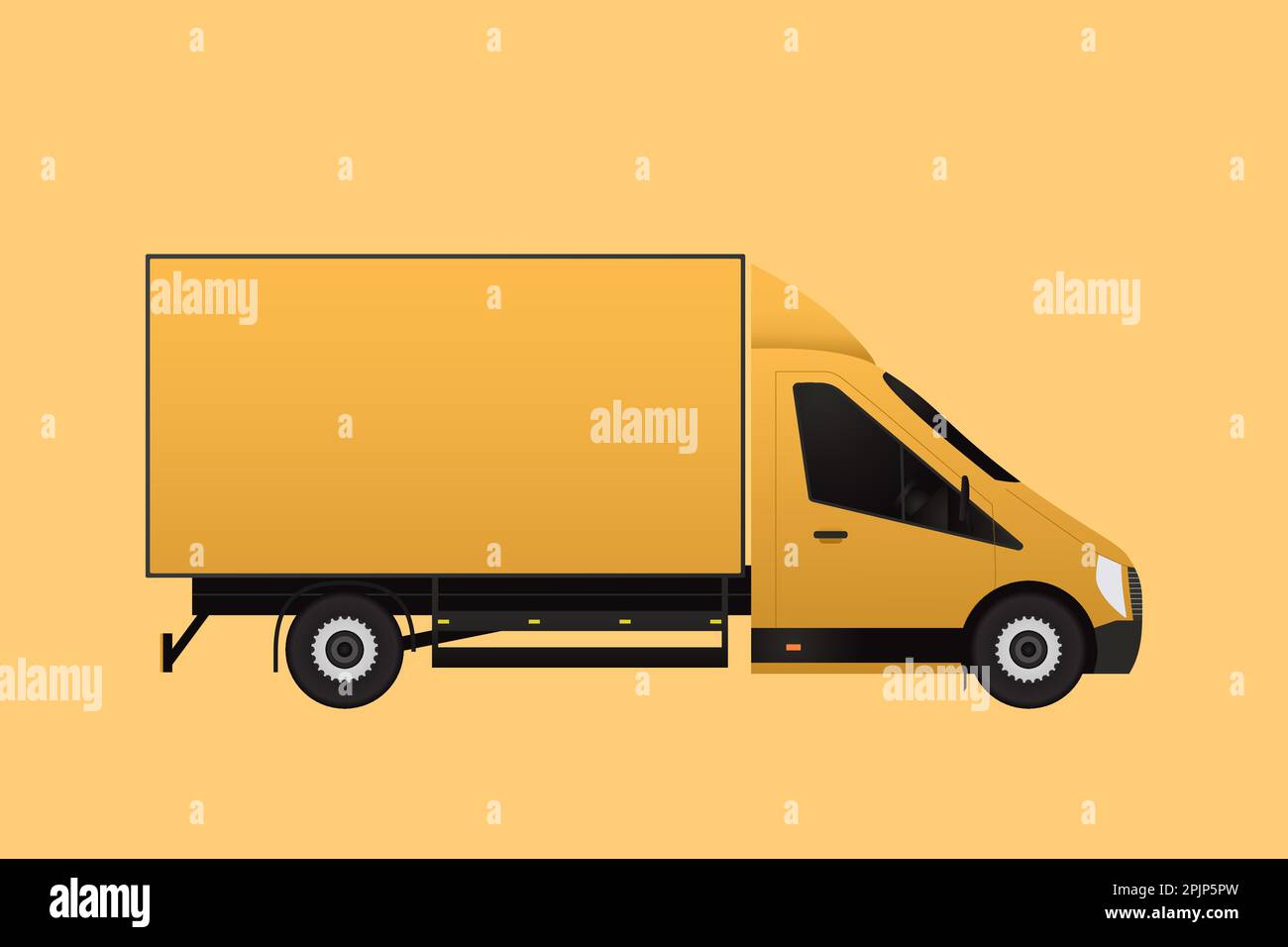 Yellow lorry for cargo service on isolated background. Transportation ...