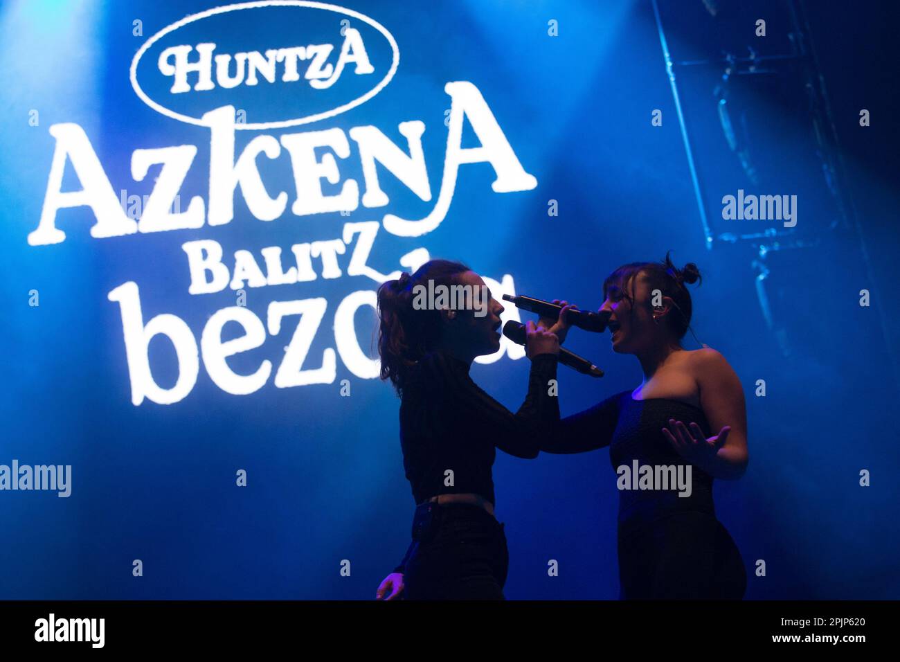 Pamplona, Spain. 01st Apr, 2023. In front are the singers of the Basque ...