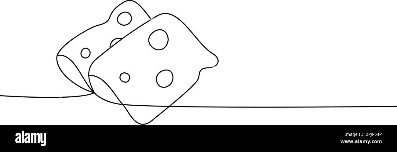Pieces of sliced cheese one line continuous drawing. Cheese products ...