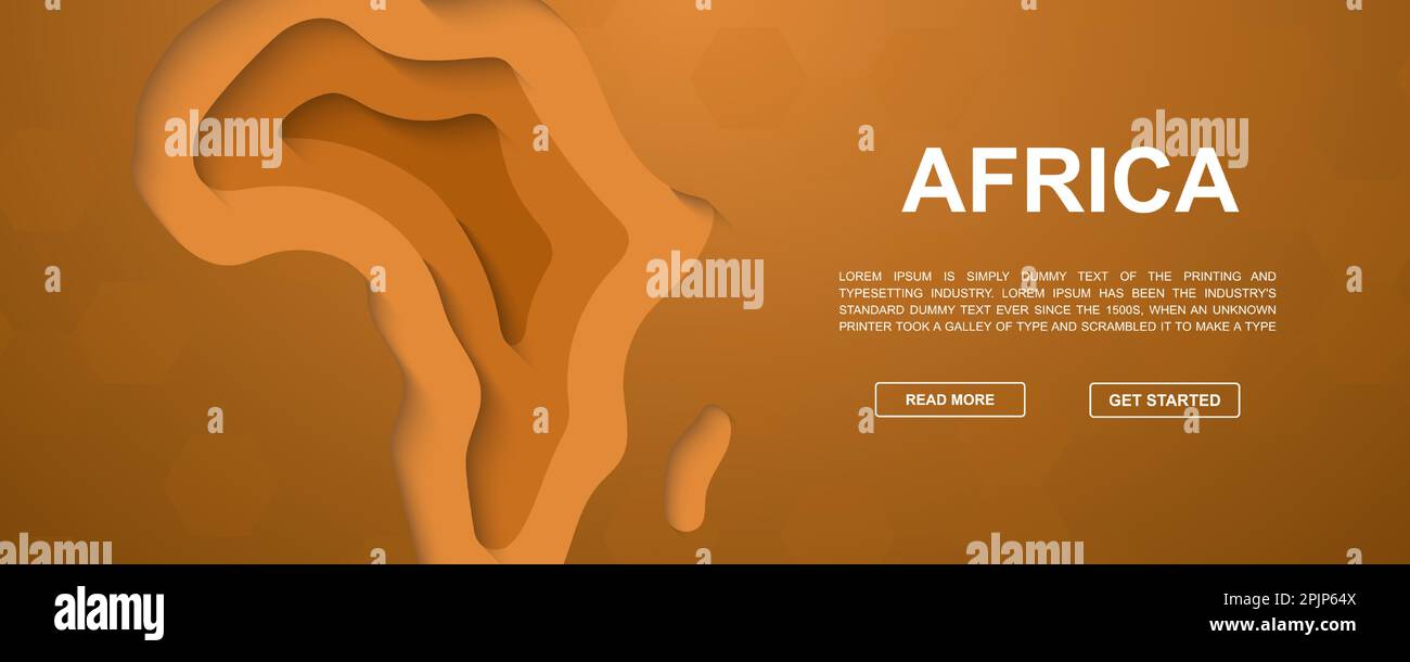 Africa 3d paper cut website template. Africa map paper cut out ...