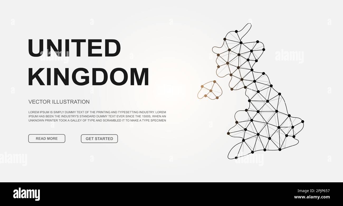 United Kingdom low poly symbol with connected dots for landing page ...
