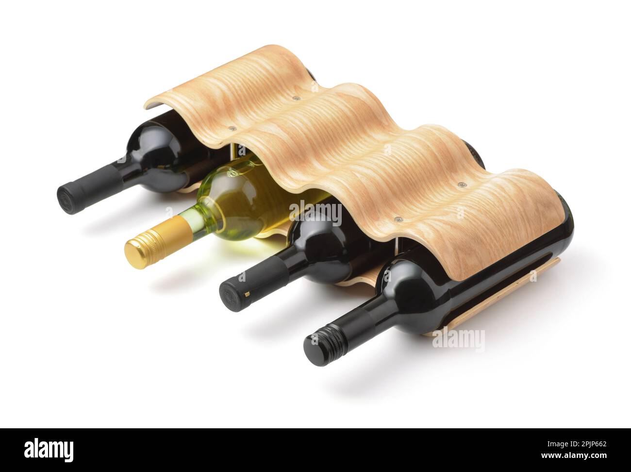 Wooden wine bottle rack isolated on white Stock Photo - Alamy