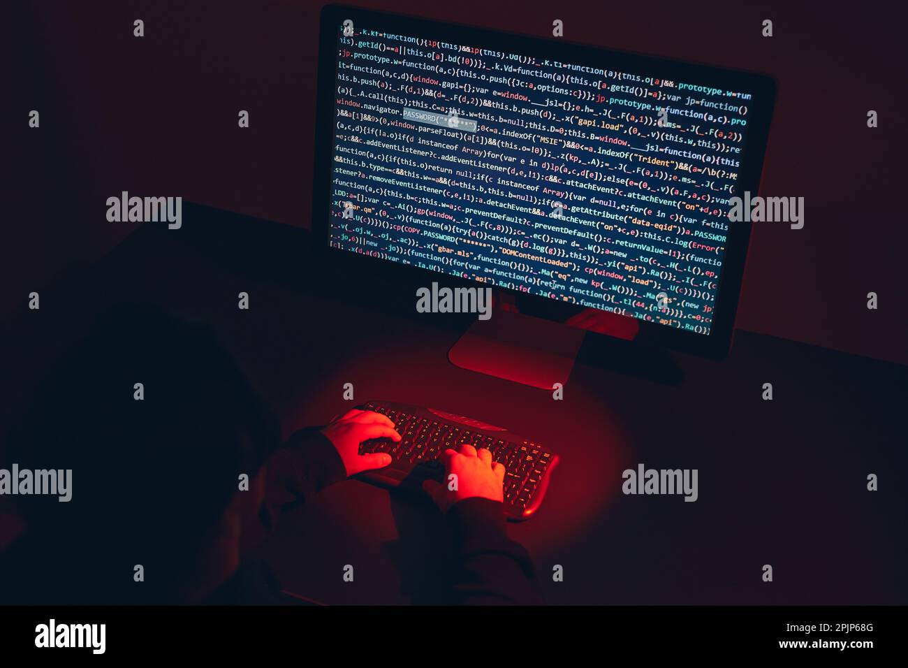Man Using Computer And Programming To Break Code Cyber Security Threat Internet And Network