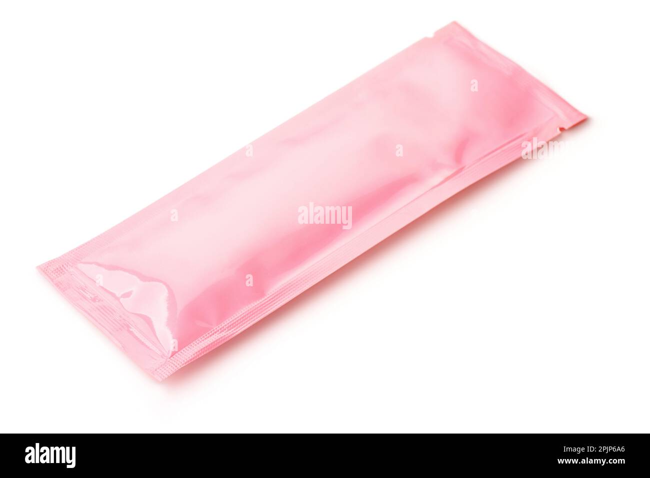 Pink blank packaging plastic sachet isolated on white Stock Photo - Alamy