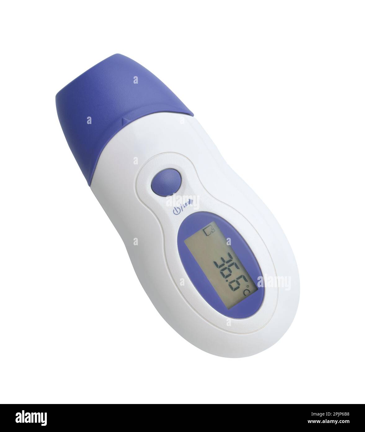 Top view of electronic Infrared medical thermometer isolated on white ...