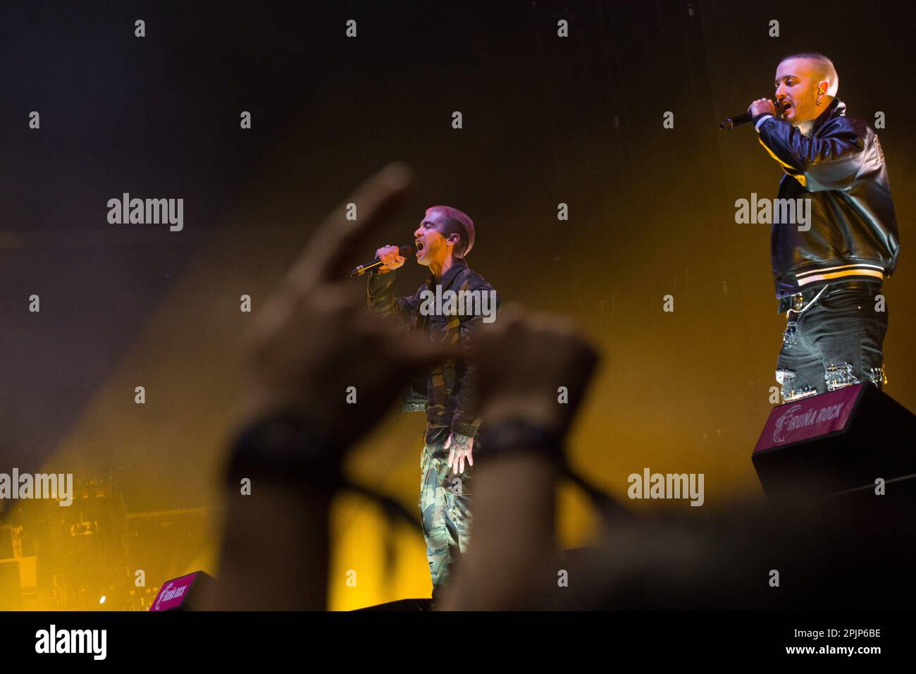 Pamplona, Spain. 01st Apr, 2023. The hip hop duo ''Natos y Waor'', made ...