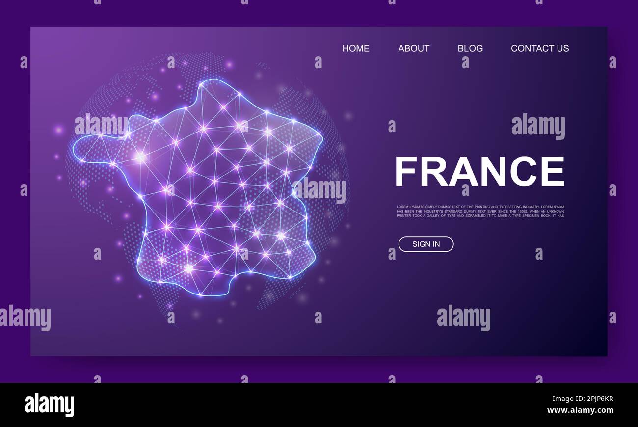 France 3d low poly website template. France map design illustration ...