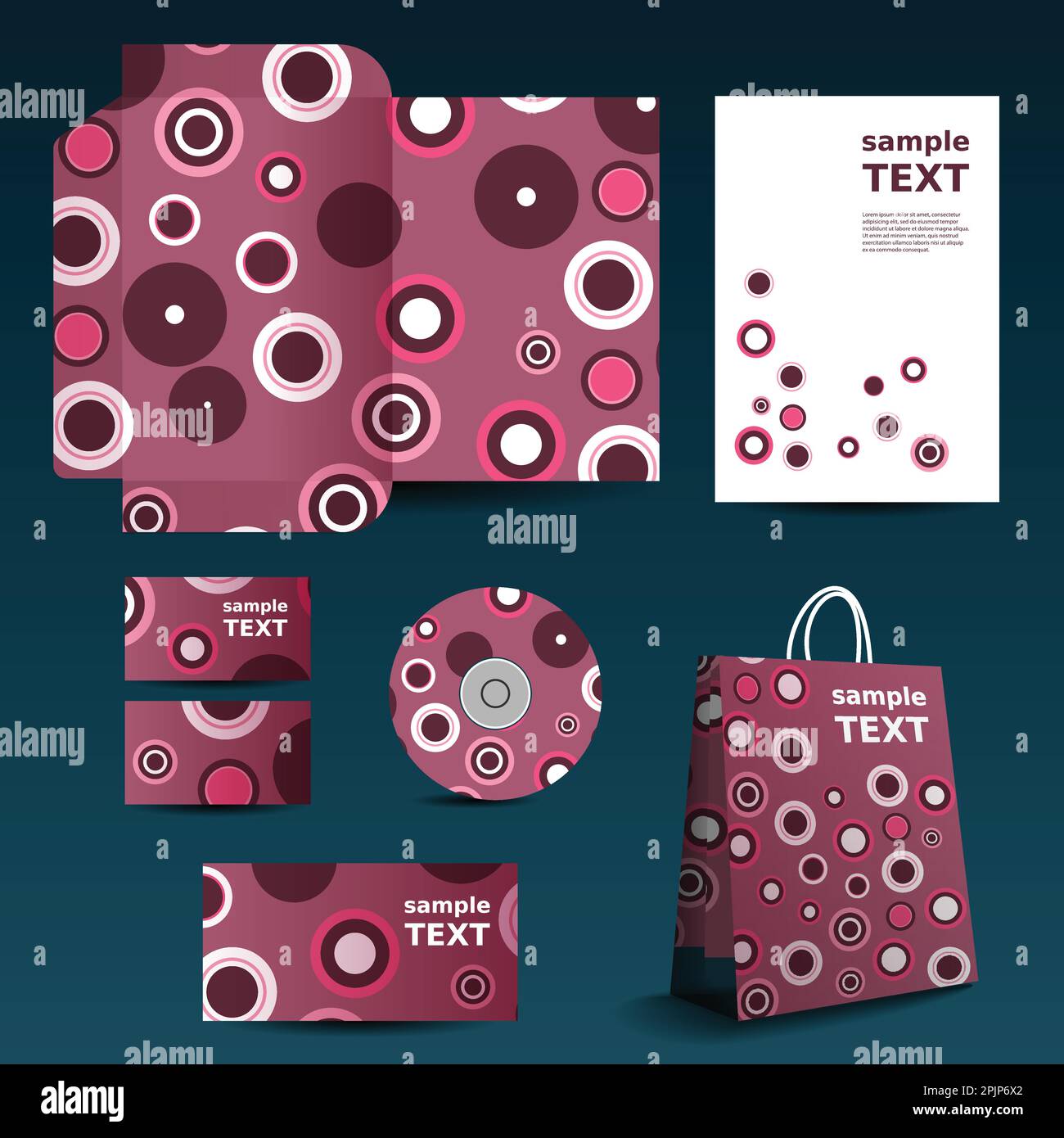 Stationery Template, Corporate Image Design with Rings Pattern Stock ...