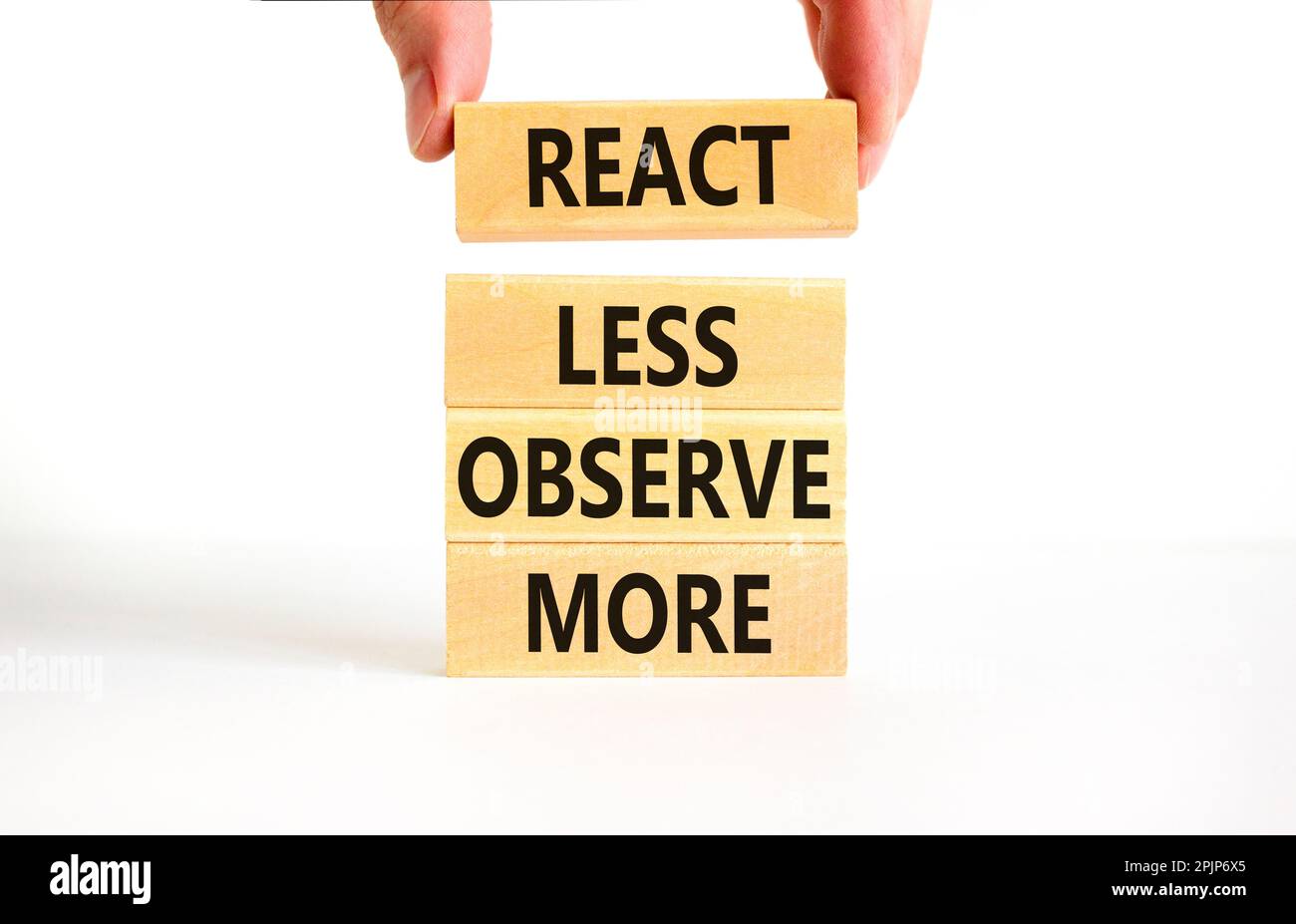 React Less Observe More Symbol Concept Words React Less Observe More On Wooden Block Beautiful