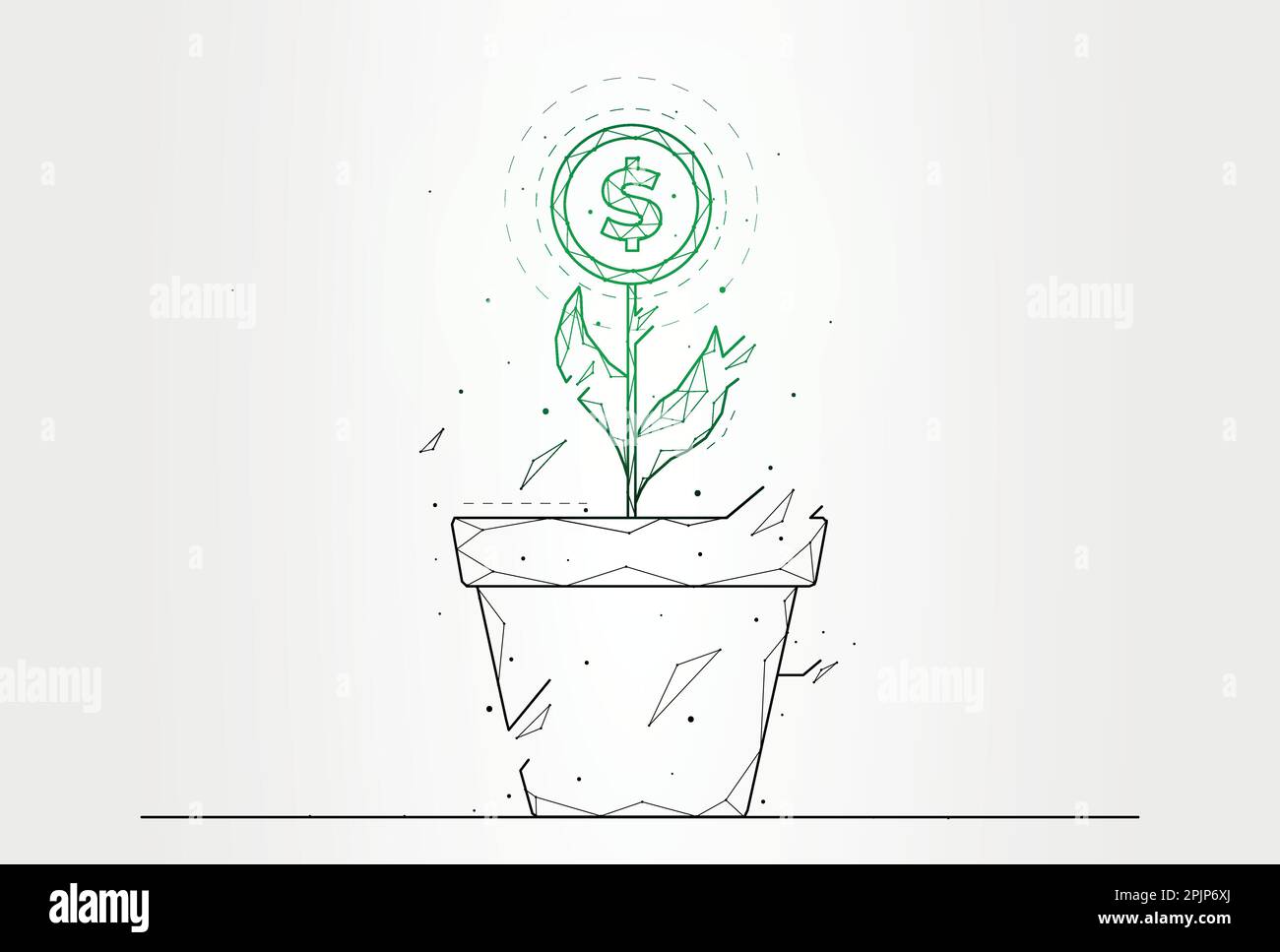 Grow finance concept. Polygonal vector illustration of a plant and ...