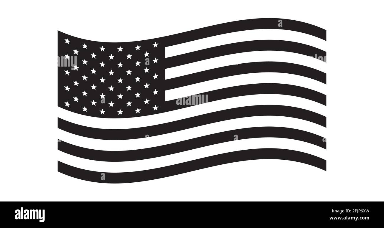 US national flag. American flag. Black and white colors. Wave. USA ...