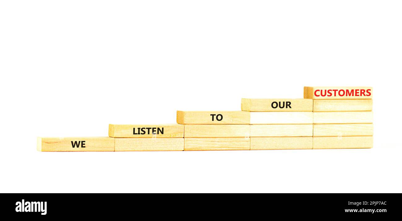 We listen to our customers symbol. Concept words We listen to our ...