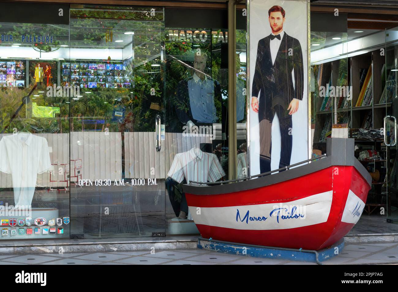 Pattaya,Thailand, March 9,2023:Second Road This red fake boat was a ...