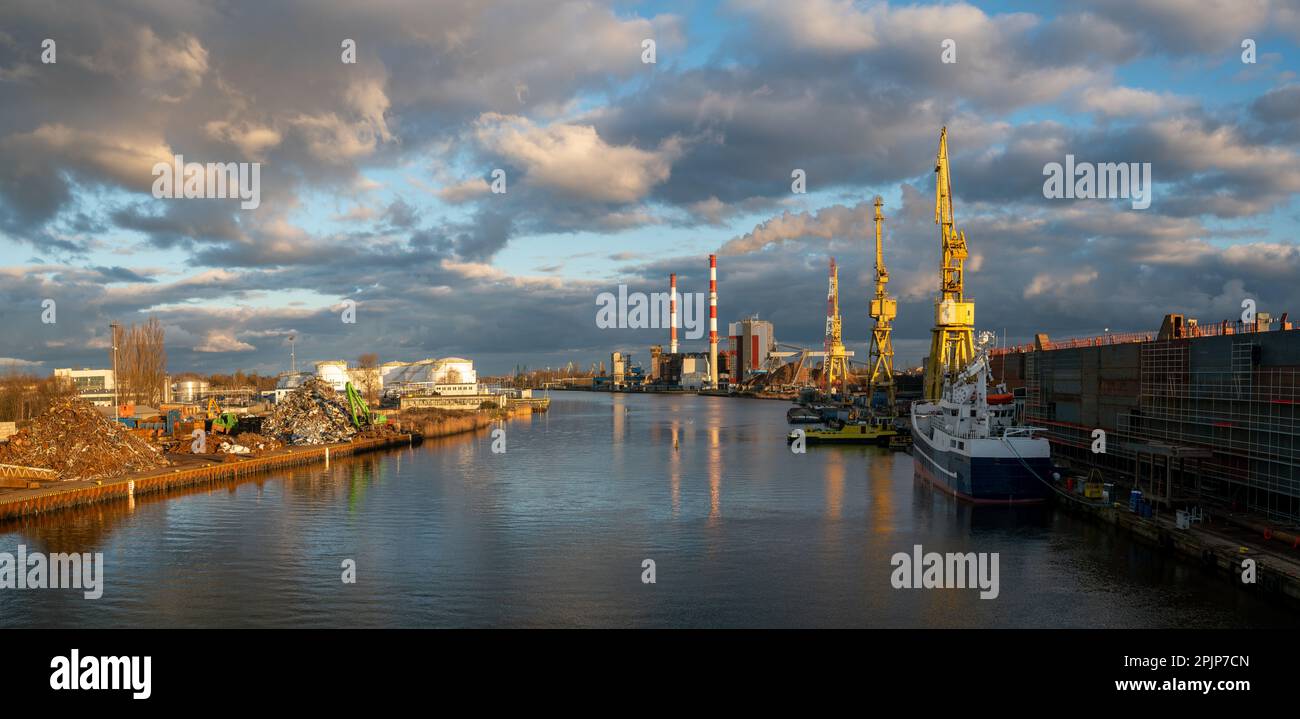 Industrialized landscape,port,power plant,shipyard and scrap yard Stock ...