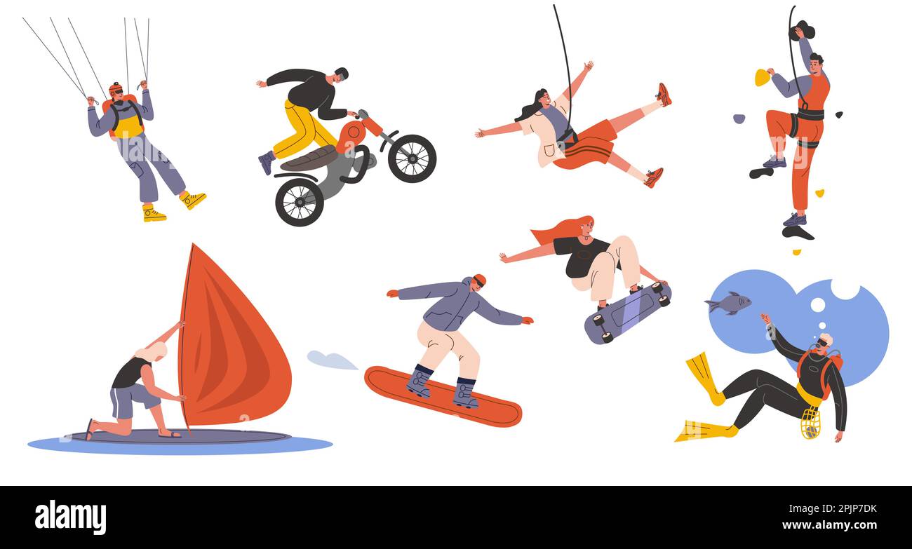 Extreme people. Different dangerous sports. Adrenaline rush. Guys and ...