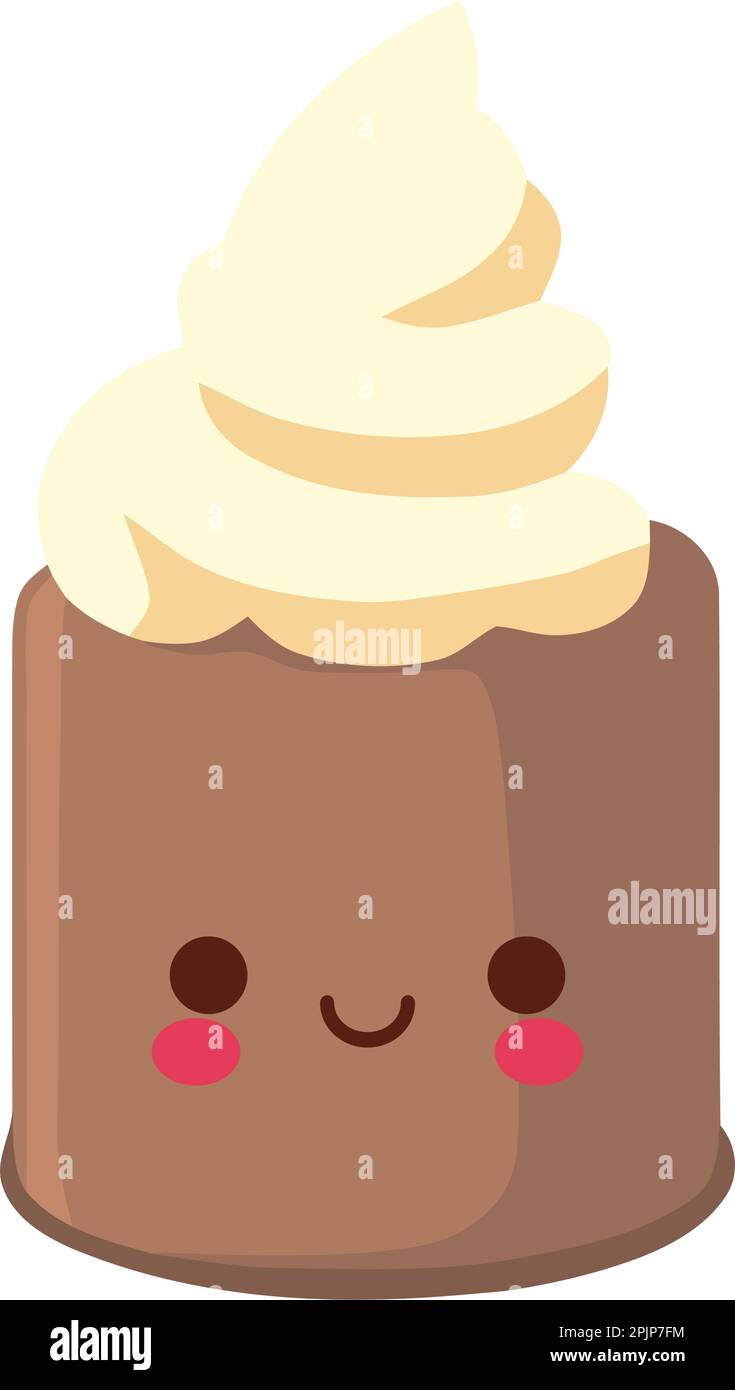 Cute cartoon cupcake with chocolate icing Stock Vector Image & Art - Alamy