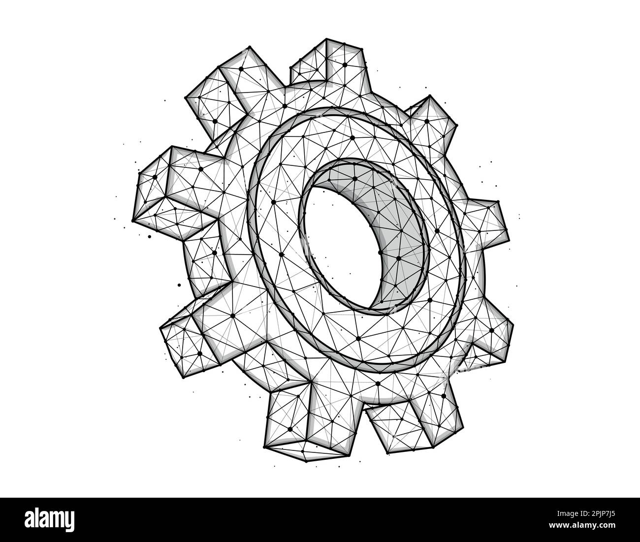 Polygonal vector illustration of a gear wheel or gear. Mechanism ...