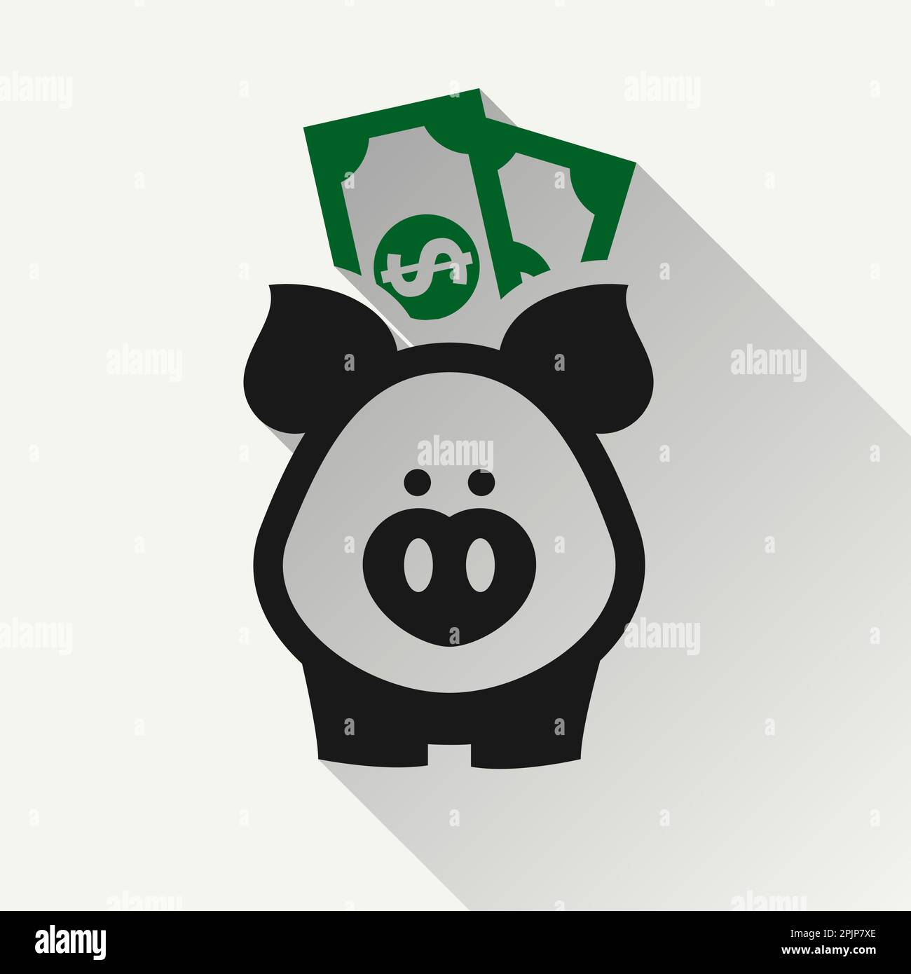 piggy bank, icon with dollar sign currency symbol, made in flat syle ...